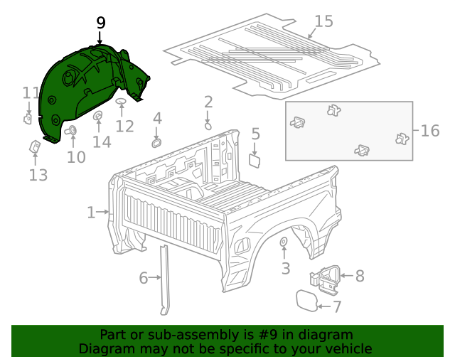 2019-2024 Chevrolet Wheelhouse Liner 84507681 GM | GMPartsDirect.com