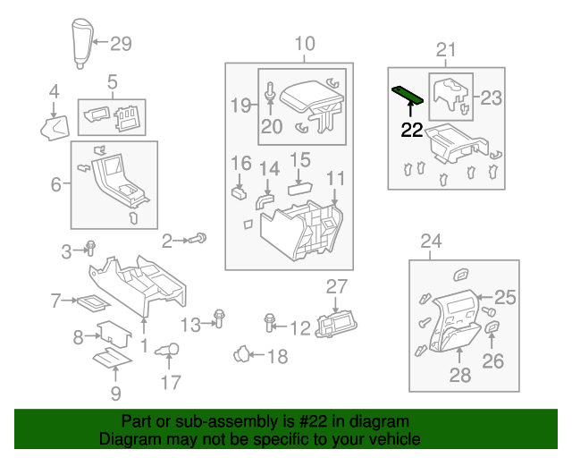 58084-0C010-C0 - Console Lid (Rear) - 2007-2021 Toyota | OEM Genuine ...
