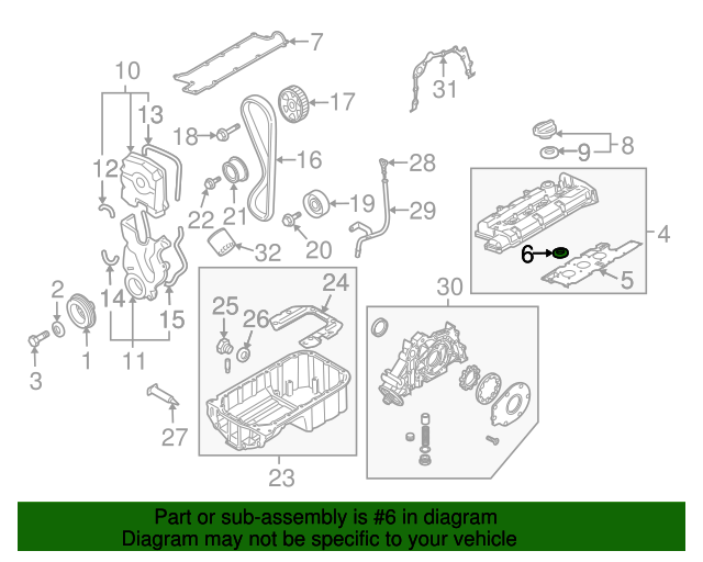 22443-23001 - Valve Cover Seal 2001-2011 Kia | Kia.Parts Store