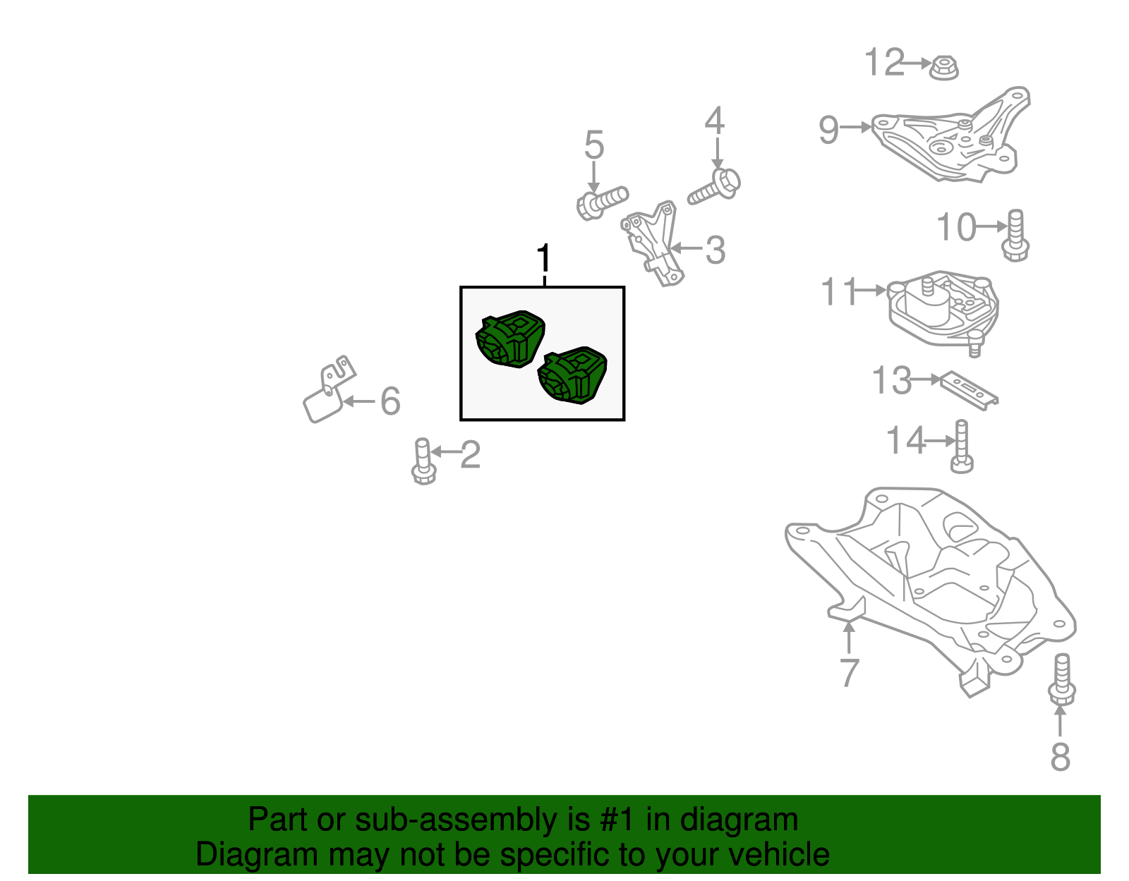 8R0-198-381-N - Motor Mount 2009-2012 Audi Q5 | Audi OEM Parts