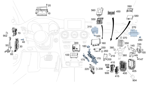 Control Units, Fuse Boxes and Relays in Interior for 2020 Mercedes-Benz ...