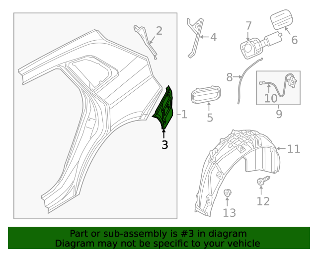 80A-809-649-A-STL - Quarter Panel Extension 2018-2024 Audi ...