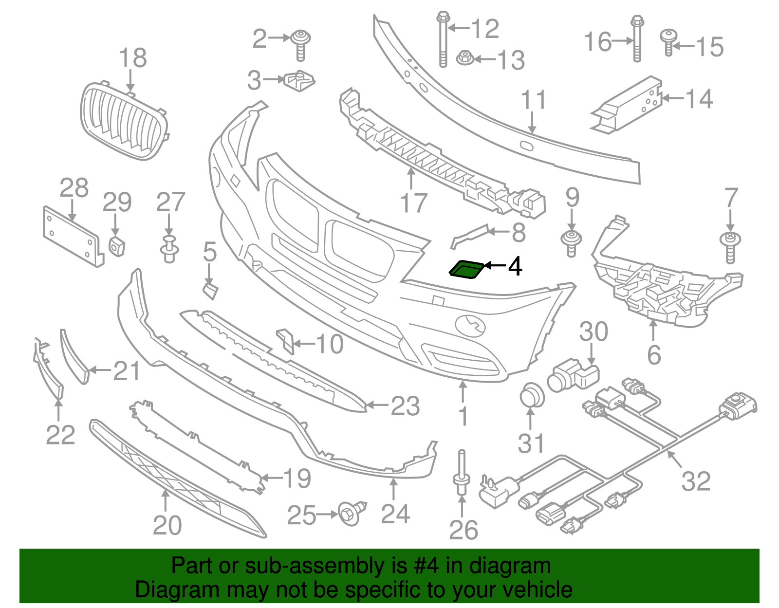 51117261100 - 2011-2014 BMW X3 Headlamp washer Cover Set (51-11-7-261 ...