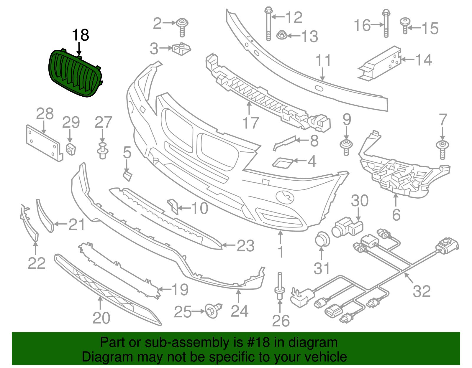 51117237422 - 2011-2014 BMW X3 Upper Grille (51-11-7-237-422) | BMW of ...
