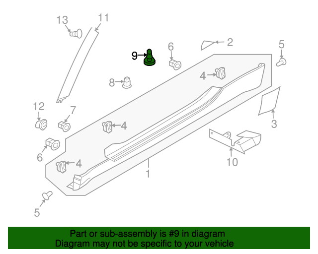 2003-2009 Nissan Rocker Molding Grommet 01281-00841 | TascaParts.com