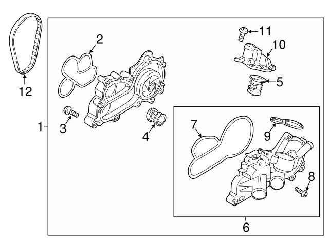 2016-2018 Audi A3 Sportback e-tron Water Pump Assembly Seal 04E-121-119 ...