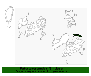 2016-2018 Audi A3 Sportback e-tron Thermostat Housing Seal 04E-121-119 ...