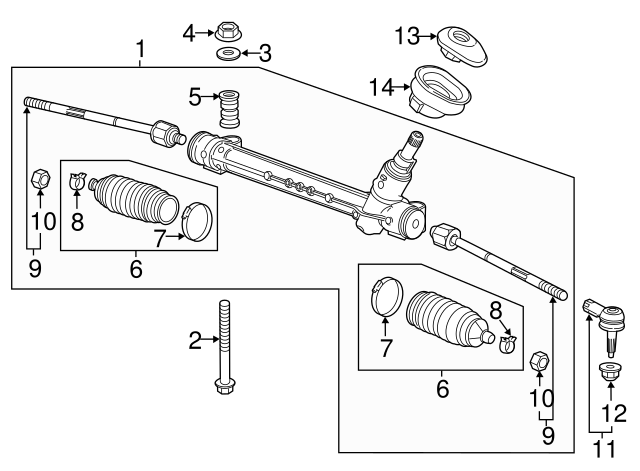 2015-2020 Chevrolet Trax Steering Gear Assembly with Inner Tie Rods ...