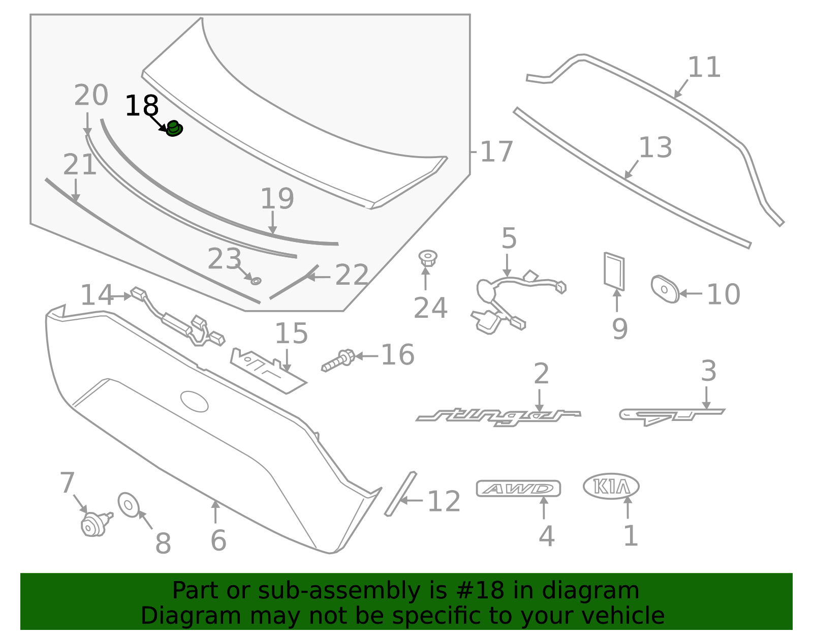87213-3J000 - Rear Spoiler Damper 2018-2025 Kia | Kia.Parts Store