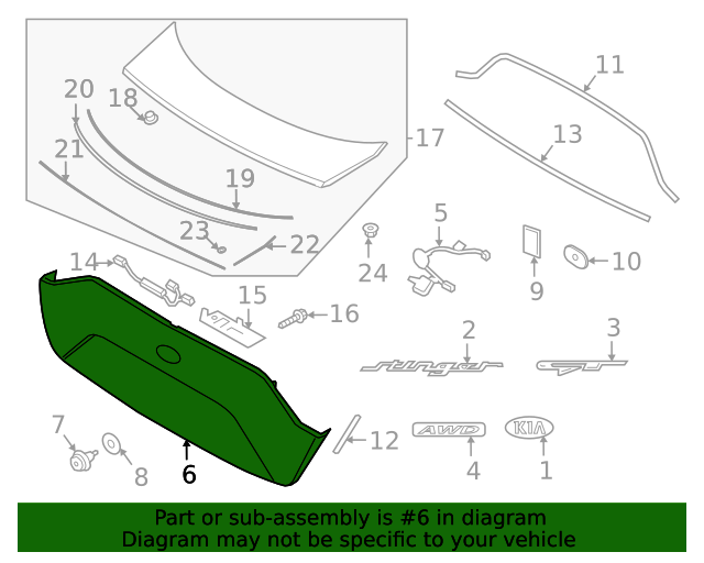 87371-J5070 - Applique 2020-2023 Kia Stinger | Kia.Parts Store