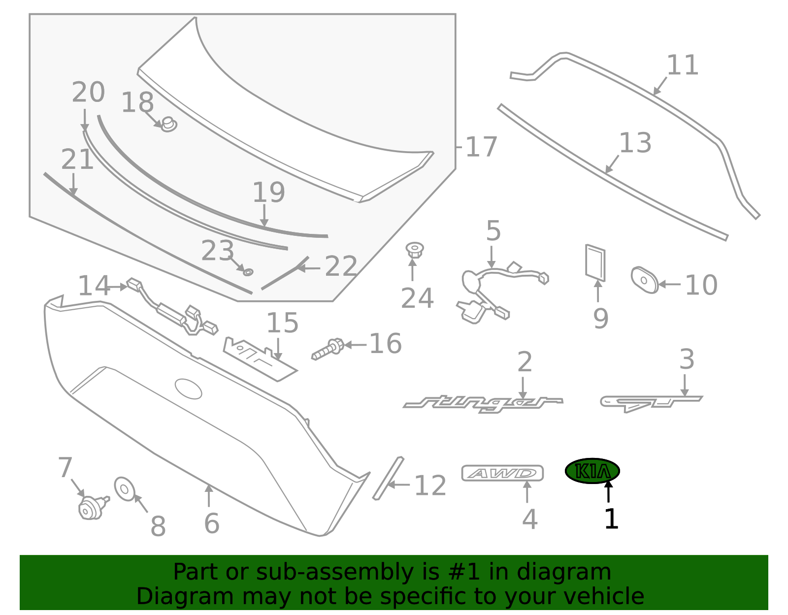 2022-2023 Kia Stinger Emblem 86300-J5100 | Retail Performance Auto Parts