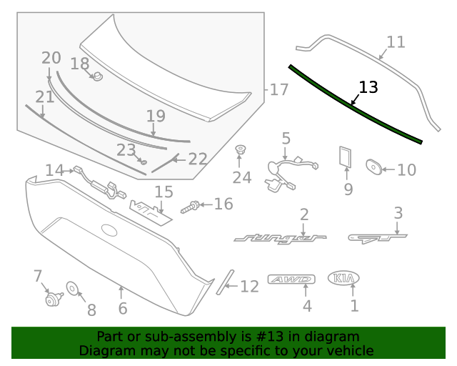 87376-J5000 - Lower Seal 2018-2021 Kia Stinger | Kia.Parts Store
