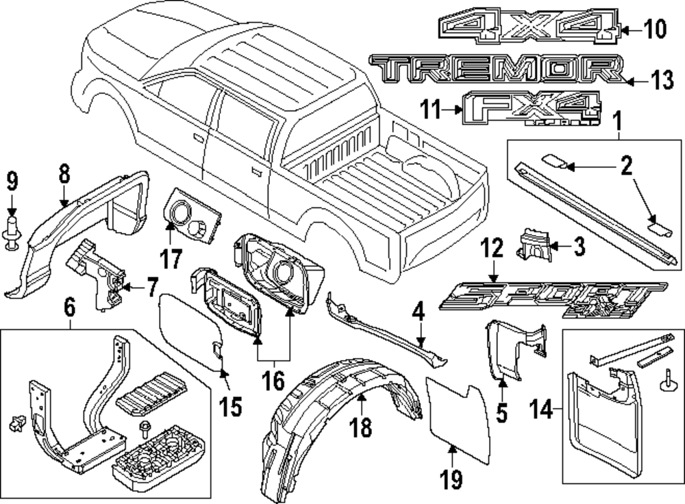 2023-2024 Ford Rear Deflector PC3Z-28292A23-AA | Big 3 Auto Parts