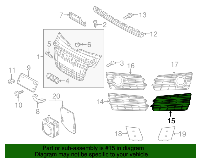 4G8-807-681-9B9 - Outer Grille 2012-2015 Audi A7 Quattro | Audi OEM Parts
