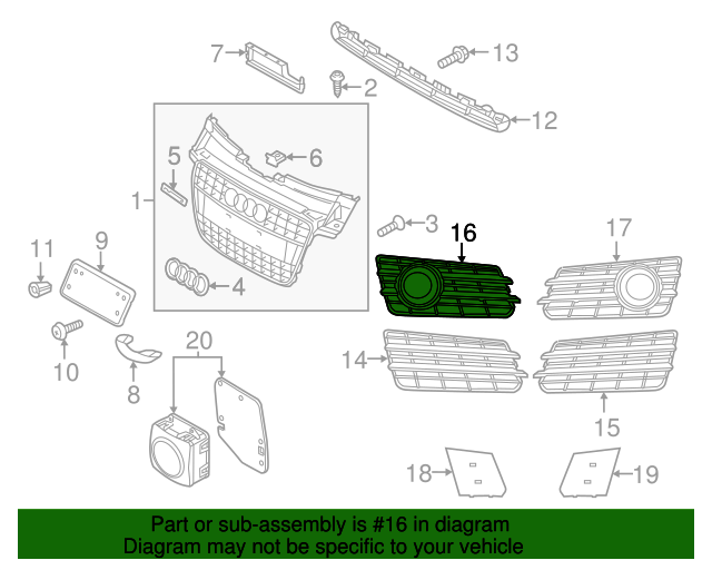 4G8-807-648-A-9B9 - Outer Grille 2012-2015 Audi A7 Quattro | Audi OEM Parts