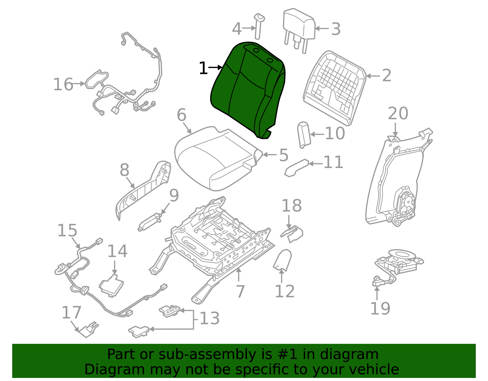 2022-2023 Nissan Murano Seat Back Assembly 87600-9UH0D | Bill Kay ...