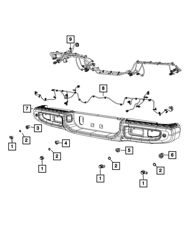 2024-2025 Jeep Wrangler Rear Bumper Wiring 68597777AA | Mopar eStore