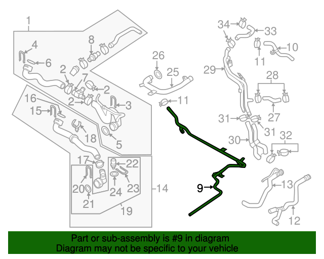 06J-121-075-G - Tube 2011-2015 Audi TT Quattro | Audi OEM Parts
