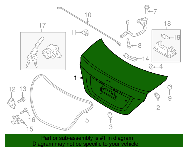 2012-2017 Hyundai Accent Trunk Lid 69200-1R120 | QuirkParts
