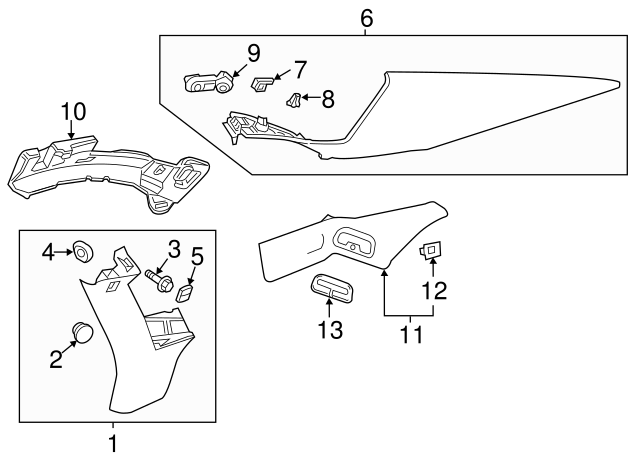 2013-2019 Cadillac XTS Rear Trim Bracket - Passenger Side (RH) 20941270 ...