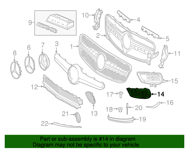 2018-2020 Mercedes-Benz GLA 45 AMG® Outer Grille 156-885-18-01 | MB OEM ...