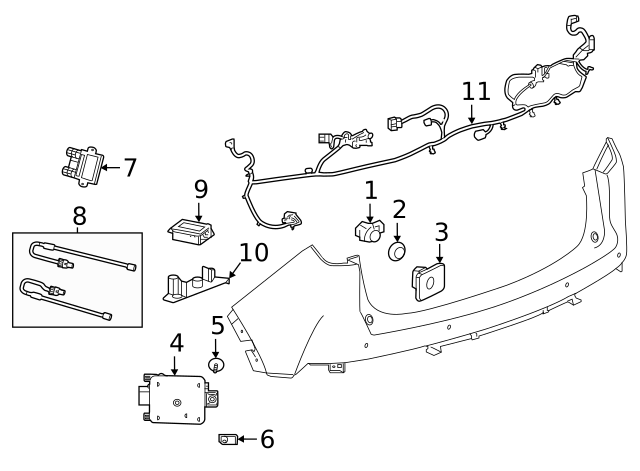 84907134 Rear Object Alarm Sensor Wiring Harness 2021-2022 Buick ...