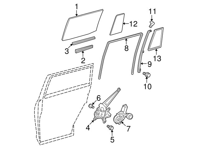 68188-0E030 - Vent Window Weatherstrip - 2008-2013 Toyota Highlander ...