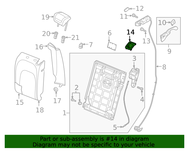 8W0-885-879-B-JD1 - Folding Seat Latch Release Handle Bezel 2019-2023 ...