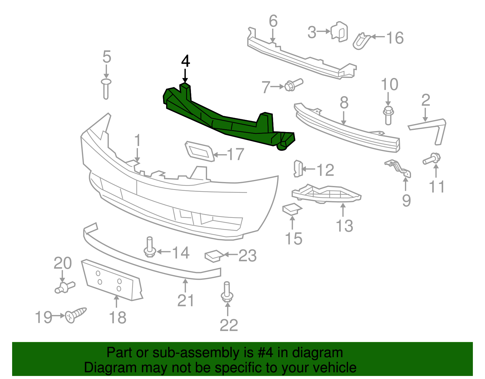 2007-2014 Cadillac Front Bumper Fascia Support 22920677 GM ...