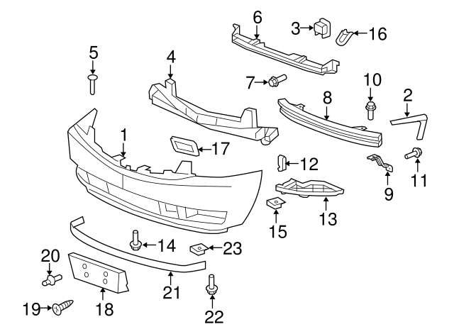 2007-2014 Cadillac Front Bumper Fascia Support 22920677 GM ...