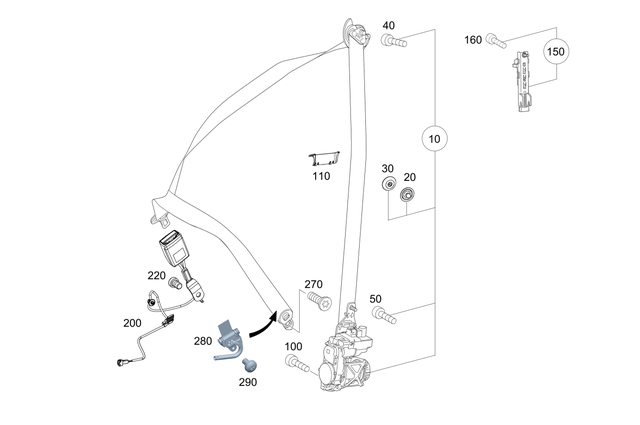 213-860-91-00 - Seat Belt Fitting Tens 1956-2025 Mercedes-Benz ...