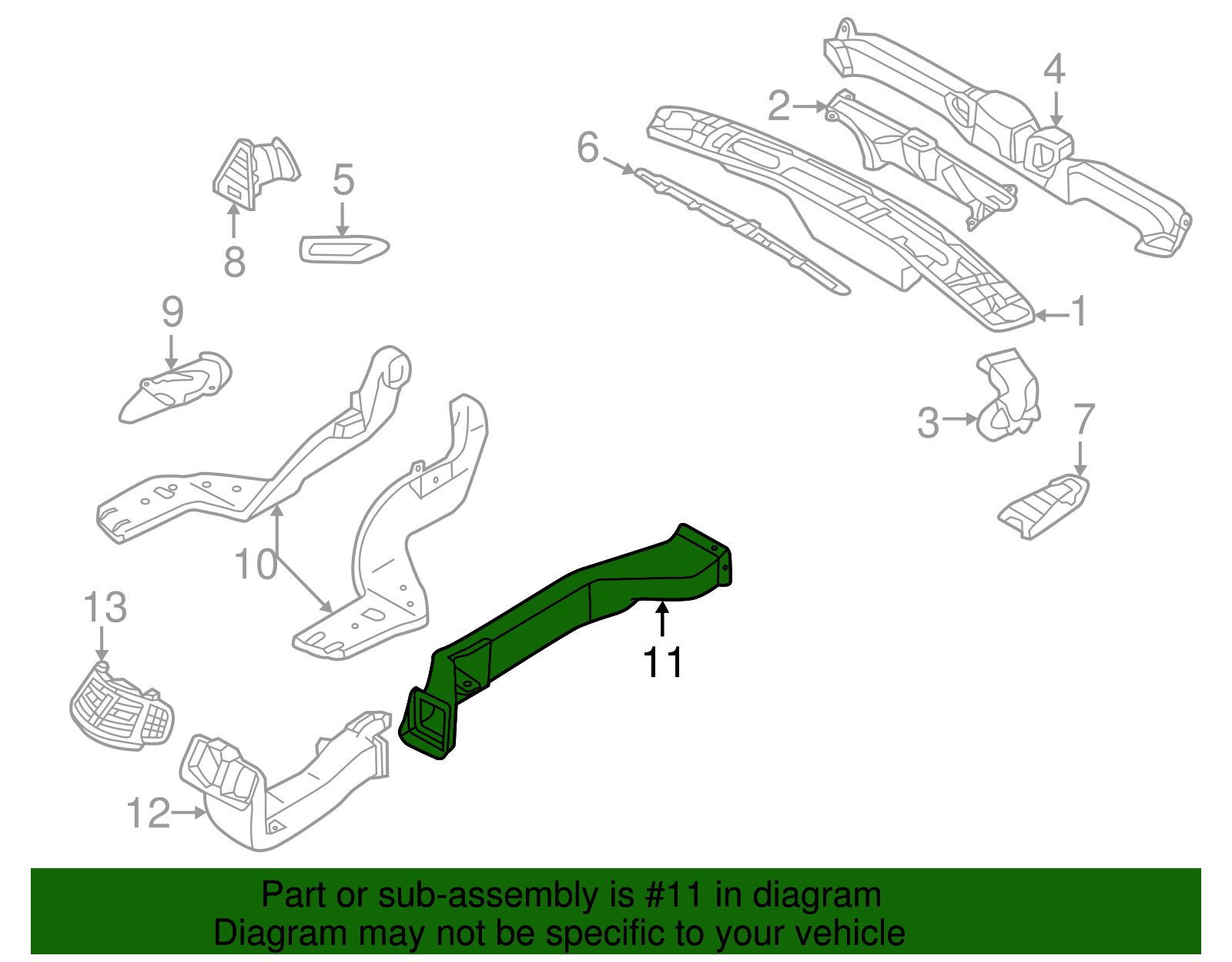 2012-2017 Hyundai Azera Rear Duct 97010-3V100 | QuirkParts