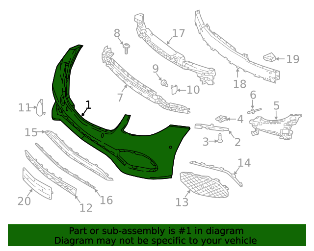 213-885-01-38-64-9999 - Bumper Cover 2017-2020 Mercedes-Benz | Mercedes ...