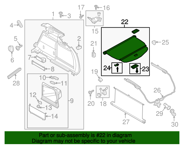 8W9-863-553-B-94H - Cargo Cover 2017-2023 Audi A4 allroad ...