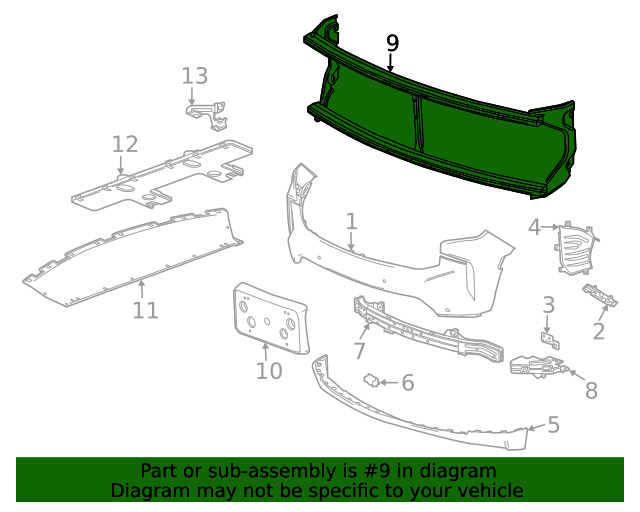 2021-2023 Chevrolet Front Bumper Fascia Upper Stiffener 84664455 GM ...