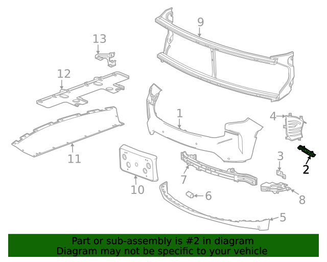 2021-2024 Chevrolet Driver Side Front Bumper Fascia Guide 85594225 GM ...