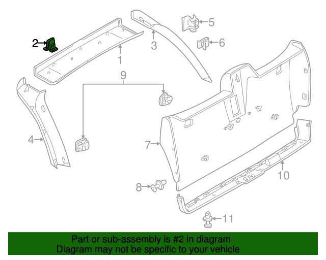 008-988-51-78 - Lift-Gate Trim Cover Clip 1998-2012 Mercedes-Benz ...