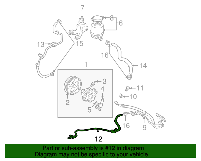 2002-2008 Toyota Power Steering Return Hose 44416-06100 ...