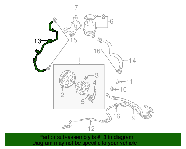 2002-2008 Toyota Power Steering Return Hose 44406-06100 | OEM Parts Online