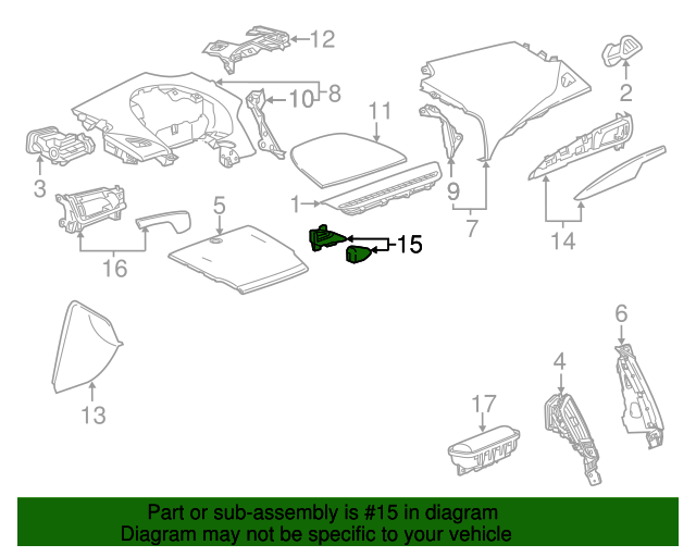 2015-2019 Cadillac ATS Applique Assembly-I/P Tr Plt *Natural Sape ...