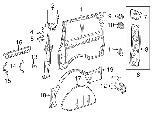 447-682-02-52 - Lock Pillar Insulation 2016-2019 Mercedes-Benz Metris ...