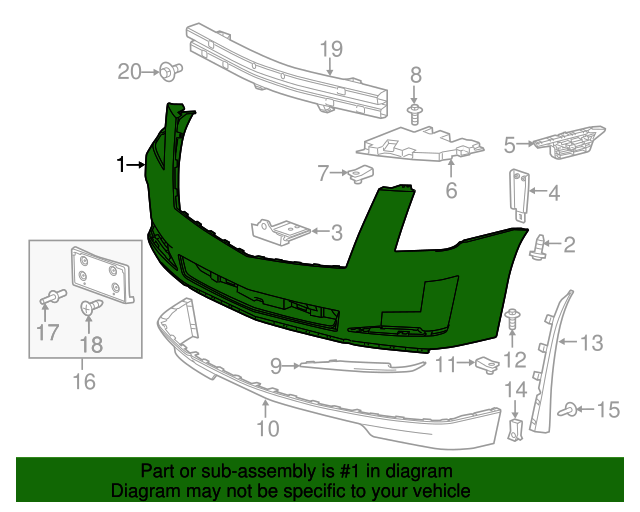 2015-2016 Cadillac Front Upper Bumper Cover 84091458 GM | GMPartsDirect.com