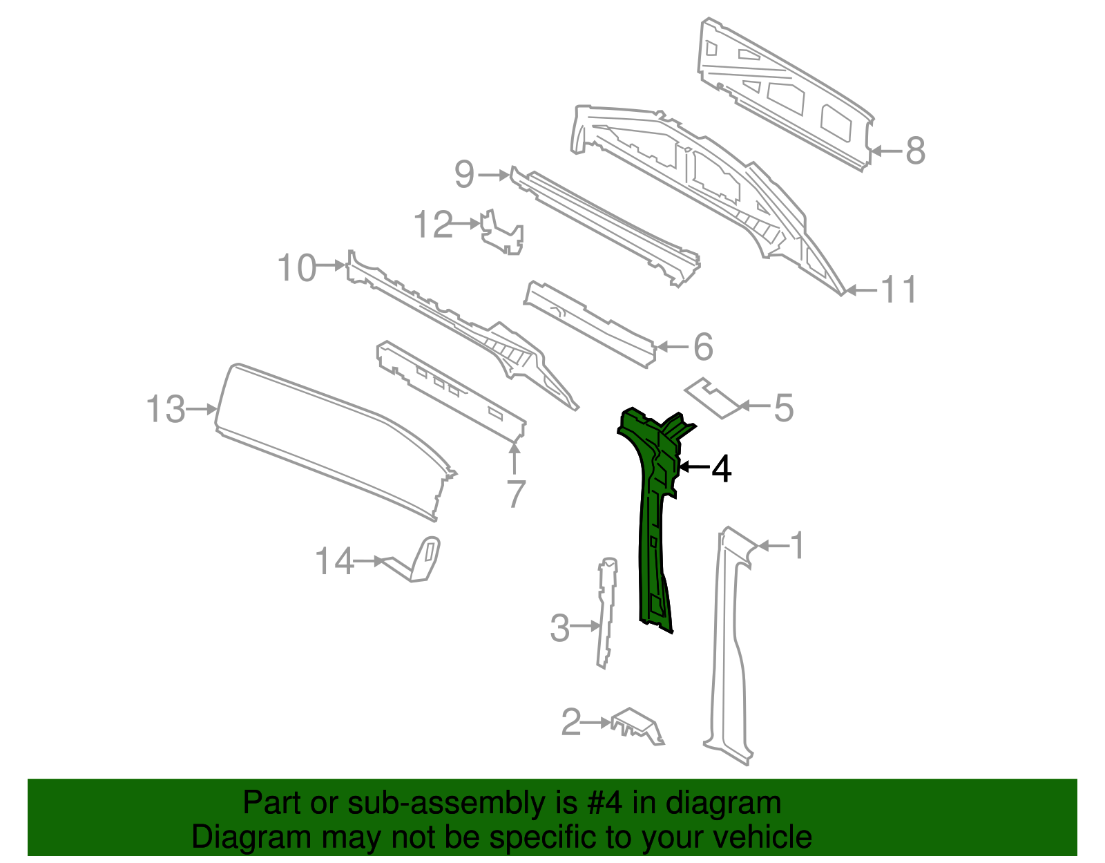 B Pillar Assembly SK4Z-6124300-A | OEM Parts Online
