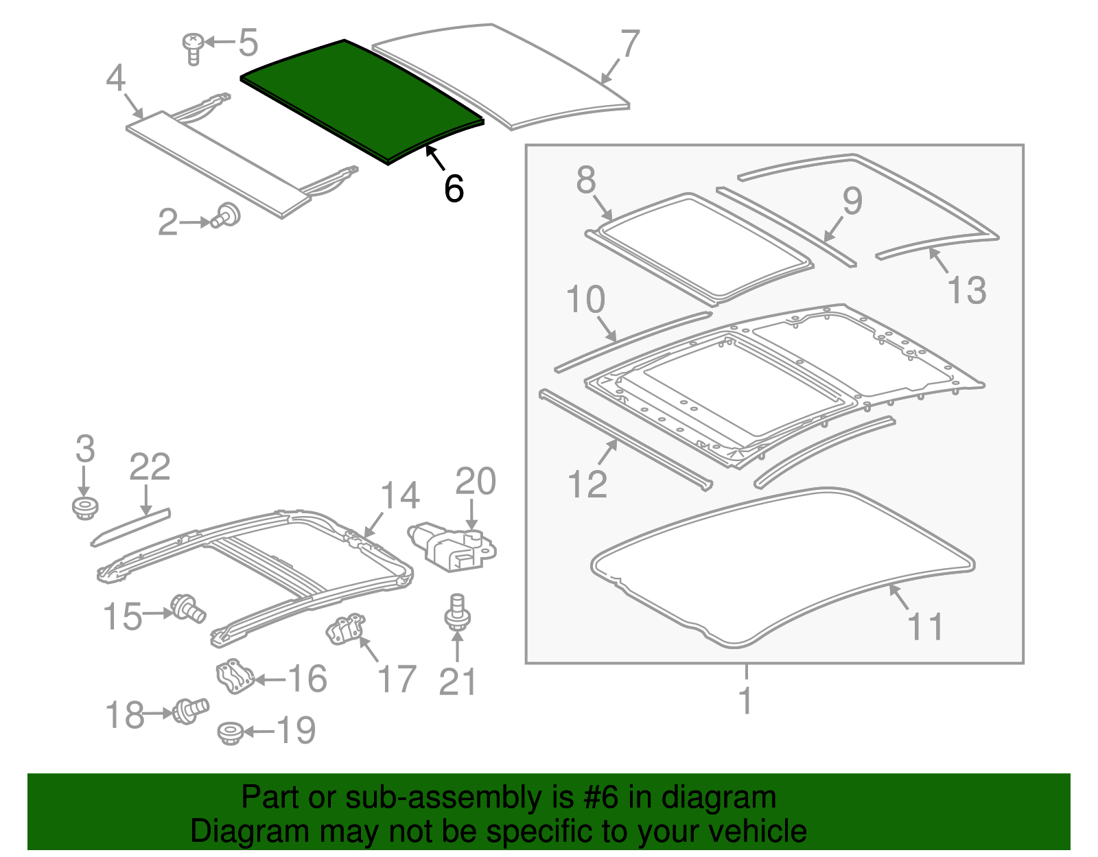 2010-2015 Toyota Sunroof Glass 63201-47021 | OEM Parts Online