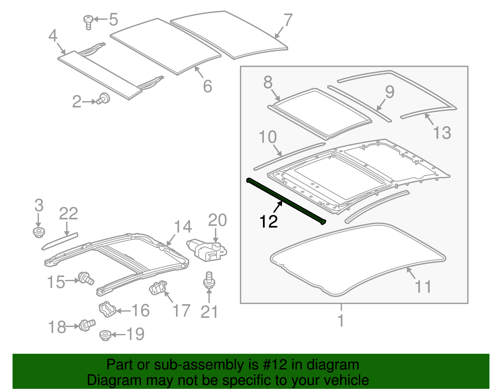 2010-2015 Toyota Sunroof Opening Trim (Front) 63215-47010 | OEM Parts ...