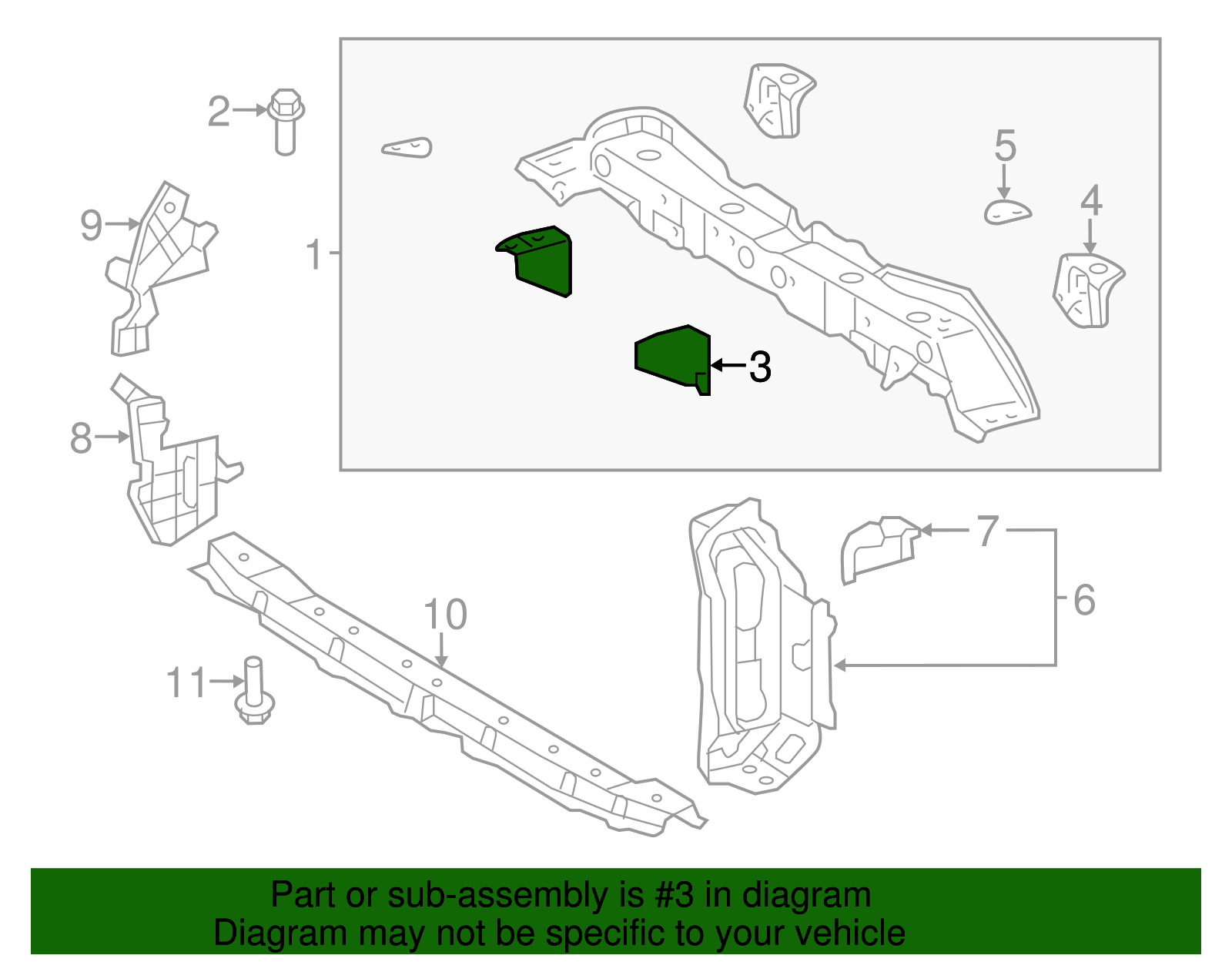 Genuine Toyota Upper Tie Bar Retainer Bracket part# 53171-0D060 for ...
