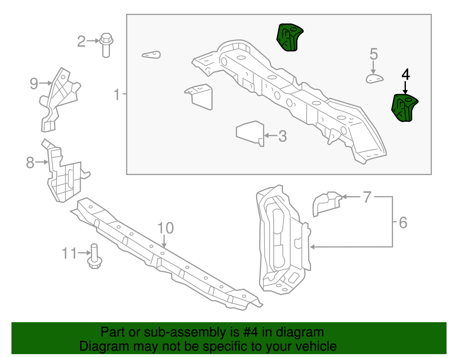 2012-2018 Toyota Yaris Upper Tie Bar Mount Bracket 53238-52030 | Toyota Parts Center