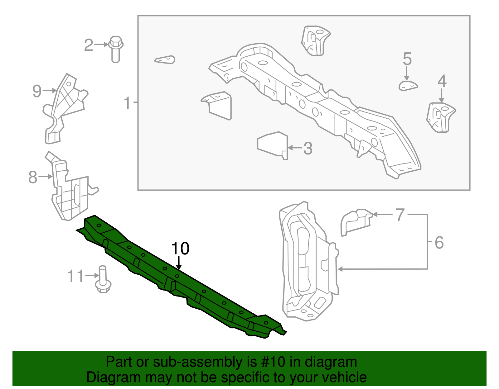 Genuine Toyota Lower Tie Bar part# 53028-52070 for 2007-2014 Toyota ...
