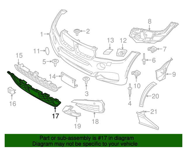 51118056521 - 2015-2019 BMW X6 Lower Grille (51-11-8-056-521) | BMW of ...