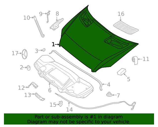906-880-02-57 - Hood 2014-2018 Mercedes-Benz | Mercedes-Benz USA Parts